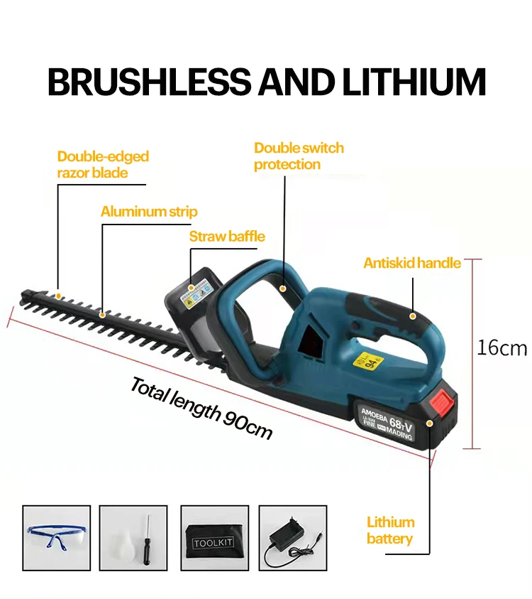 Brush Cutter Hedge Trimmer Tree Leaf 21v Battery Power Garden Tools ...
