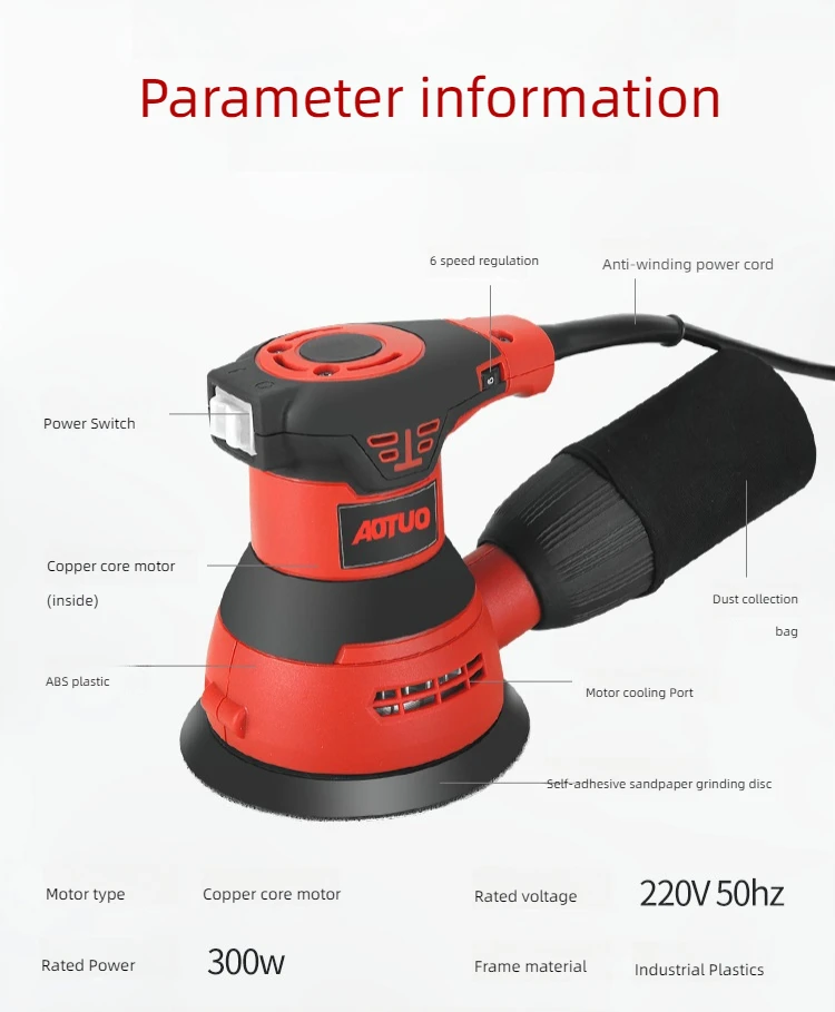 125mm 5" Random Orbital Electric Sander Set 300w High Power Diy Floor ...