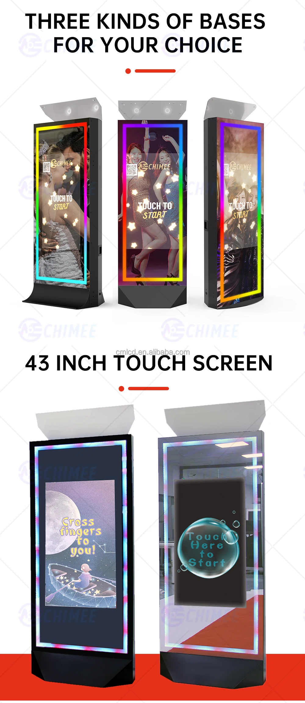 70 Inch Magic Mirror Photo Booth 43 Inch LCD Touch Screen Monitor Selfie Machine Kiosk Flash ...