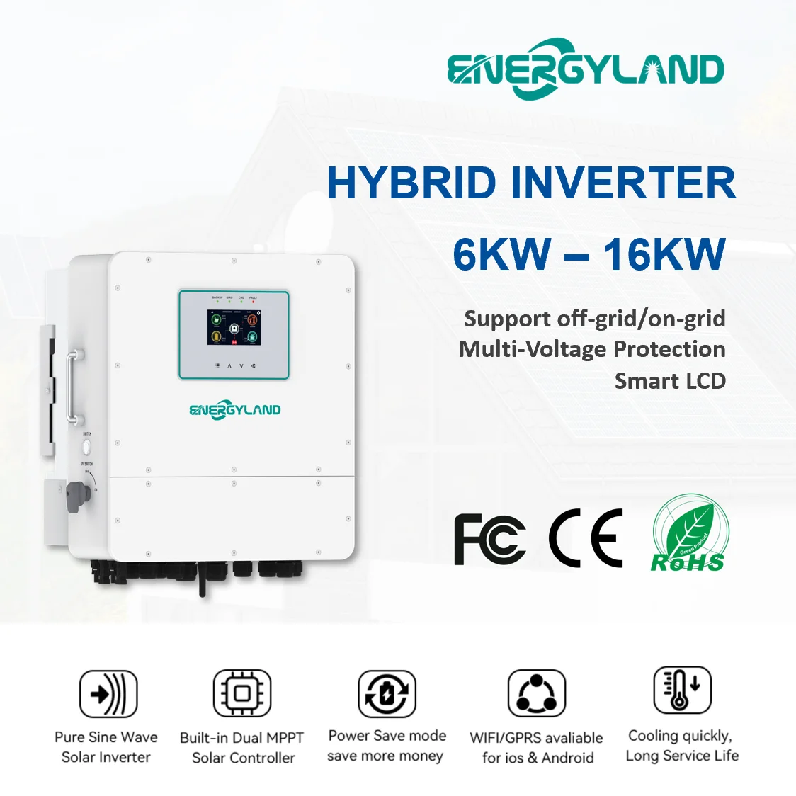 Hybrid Solar Inverter New 3.5KW 5.5KW 6.5KW 10KW 12KW On-Off Grid Solar ...