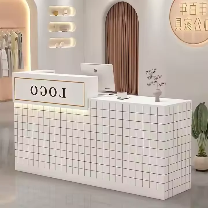 Commercial Furniture Simple Modern Reception Desk Clothing Store Front ...