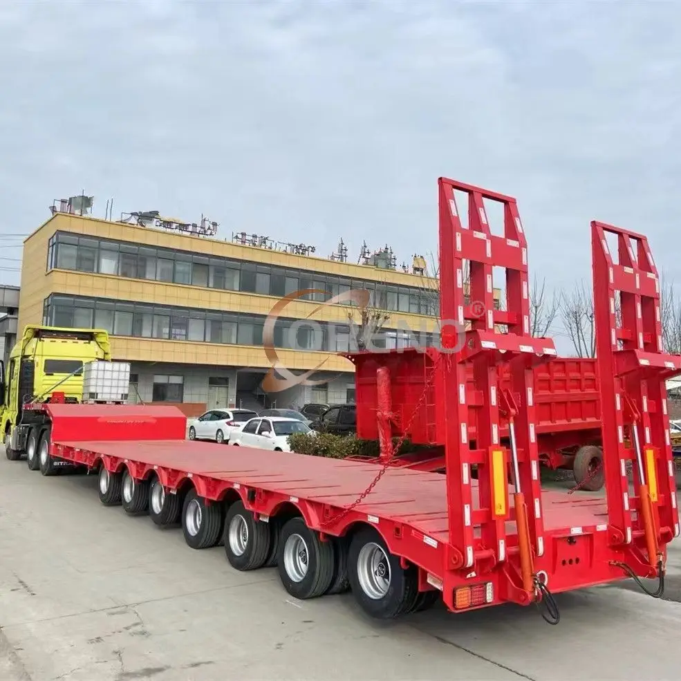 Factory 3 Axle 60t 80t 120 Tons Hydraulic Ramp Low Bed Semi Low Loader ...