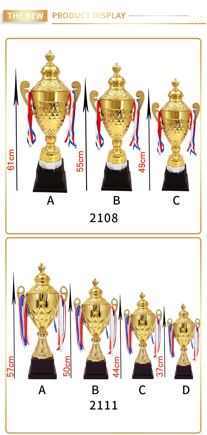Wholesale Custom Gold Crystal Award Trophies for Sports