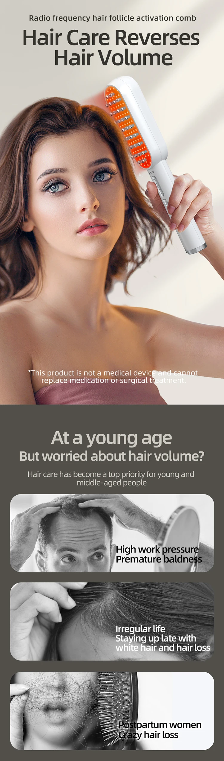 Red Light Massaging Laser Magic Comb And Plasma For Hair Skin Massage ...