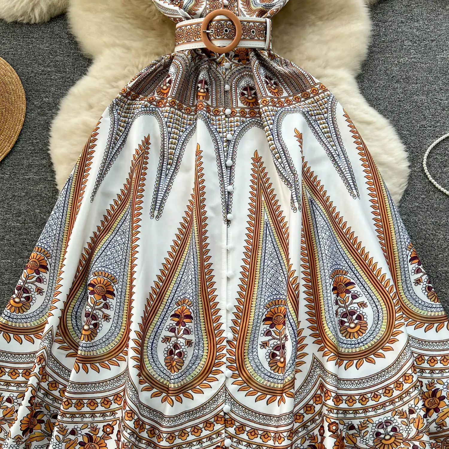 Style Dress Spring Women Design Sense of Printed Temperament V-Neck ...