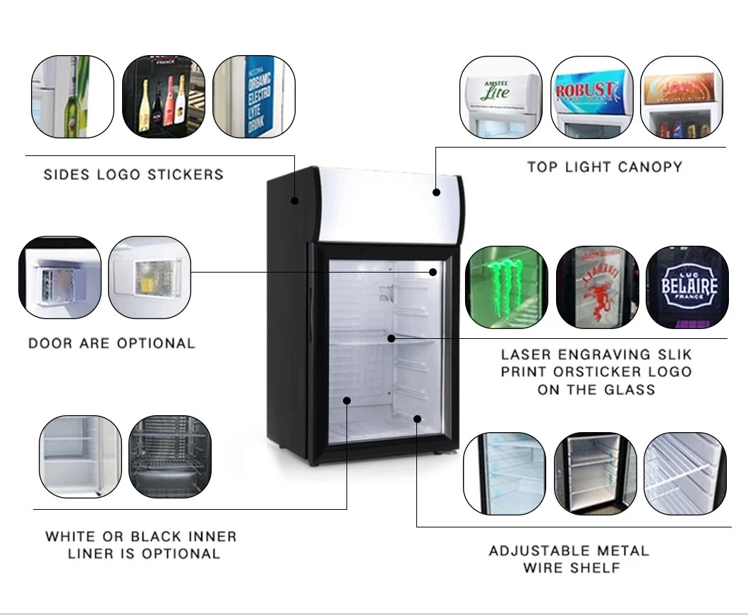 21l Mini Beverage Refrigerator Cooler With Sliding Glass Door, Oem
