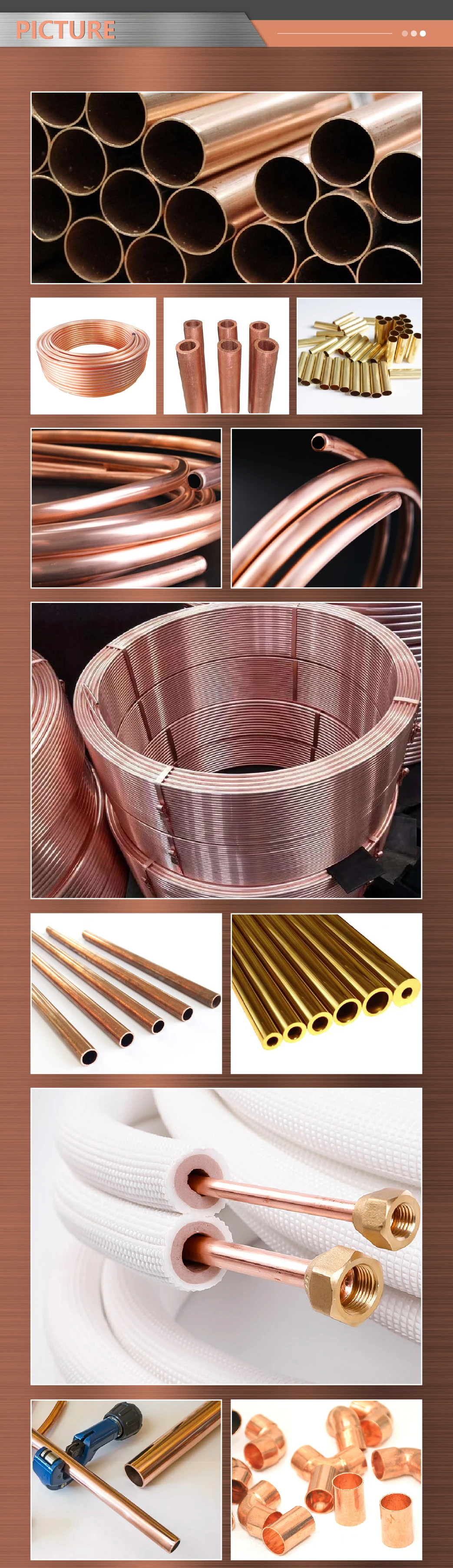 6-25mm Insulated Refrigeration Straight or Bending Copper Pipe Copper ...