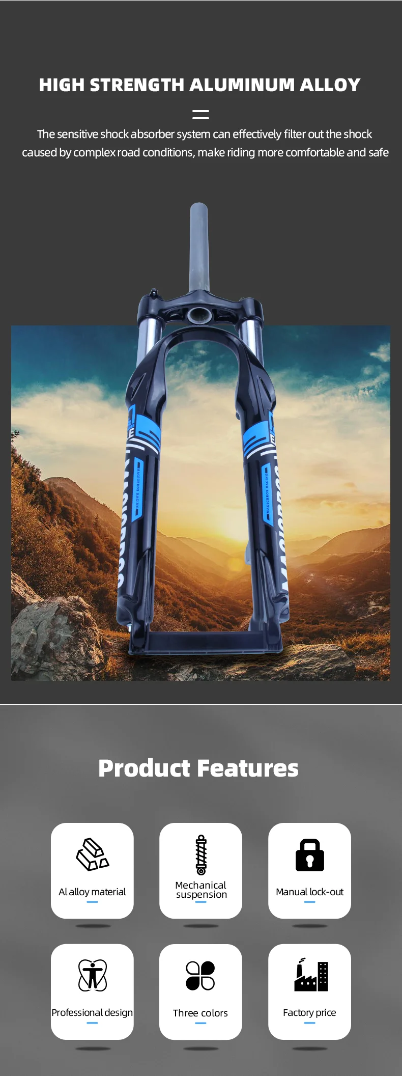 New 24 Inch Bicycle Fork Suspension Bicycle Mountain Bike Shock ...