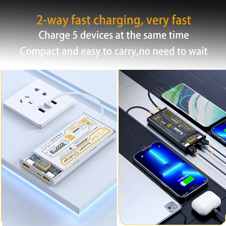 New 2024 Transparent Pd20w Fast Charging 10000mah Power Bank Portable ...