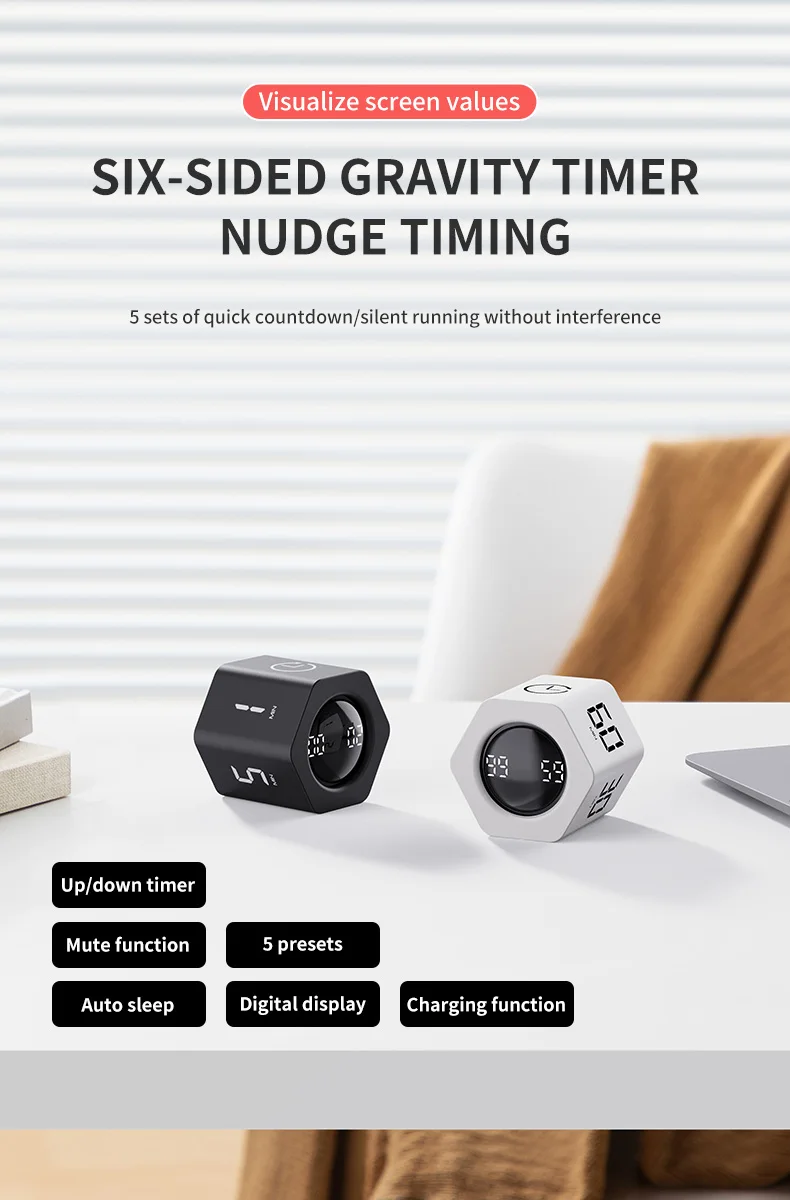 Visual Timer Learning Dedicated Cube Flip Pomodoro Timer