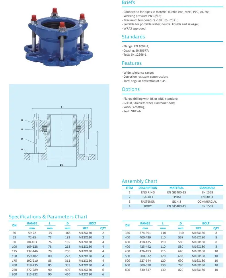 Flange Connection Adaptor - Ductile Cast Iron Coupling