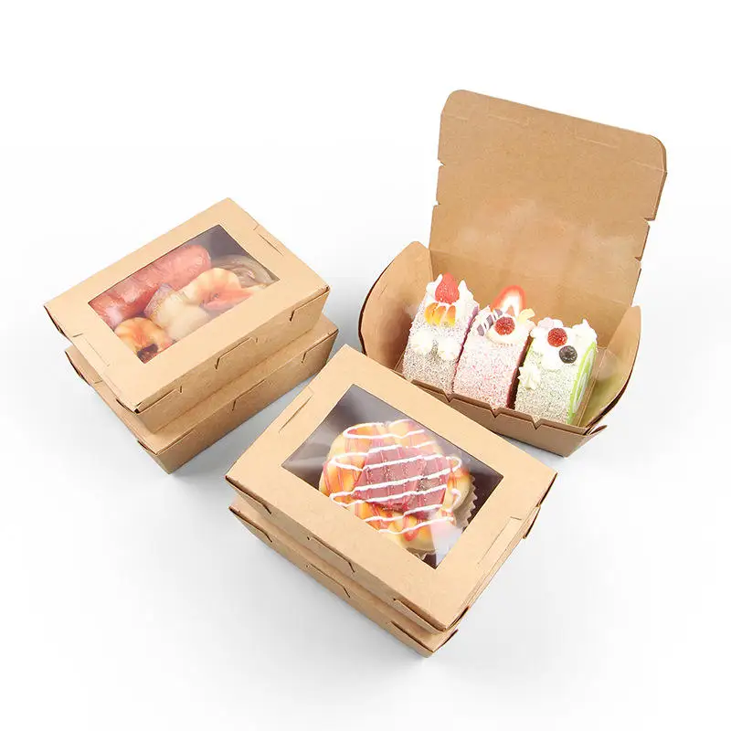 Kraft Paper Fast Food Packaging Box Disposable Kraft Paper Food Lunch ...