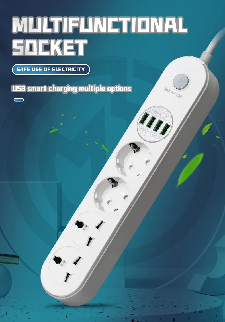Multi-hole Power Socket Usb And Type-c Ports 4 Outlets Home Extension ...