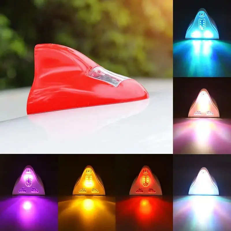 Shark Fin LED Warning Flash Tail Lights with Solar Powered Car Antenna ...