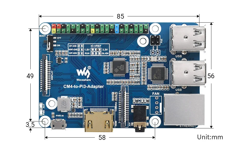 Raspberry PI CM4 to PI 4B/3B Adapter Board - Mini Computer