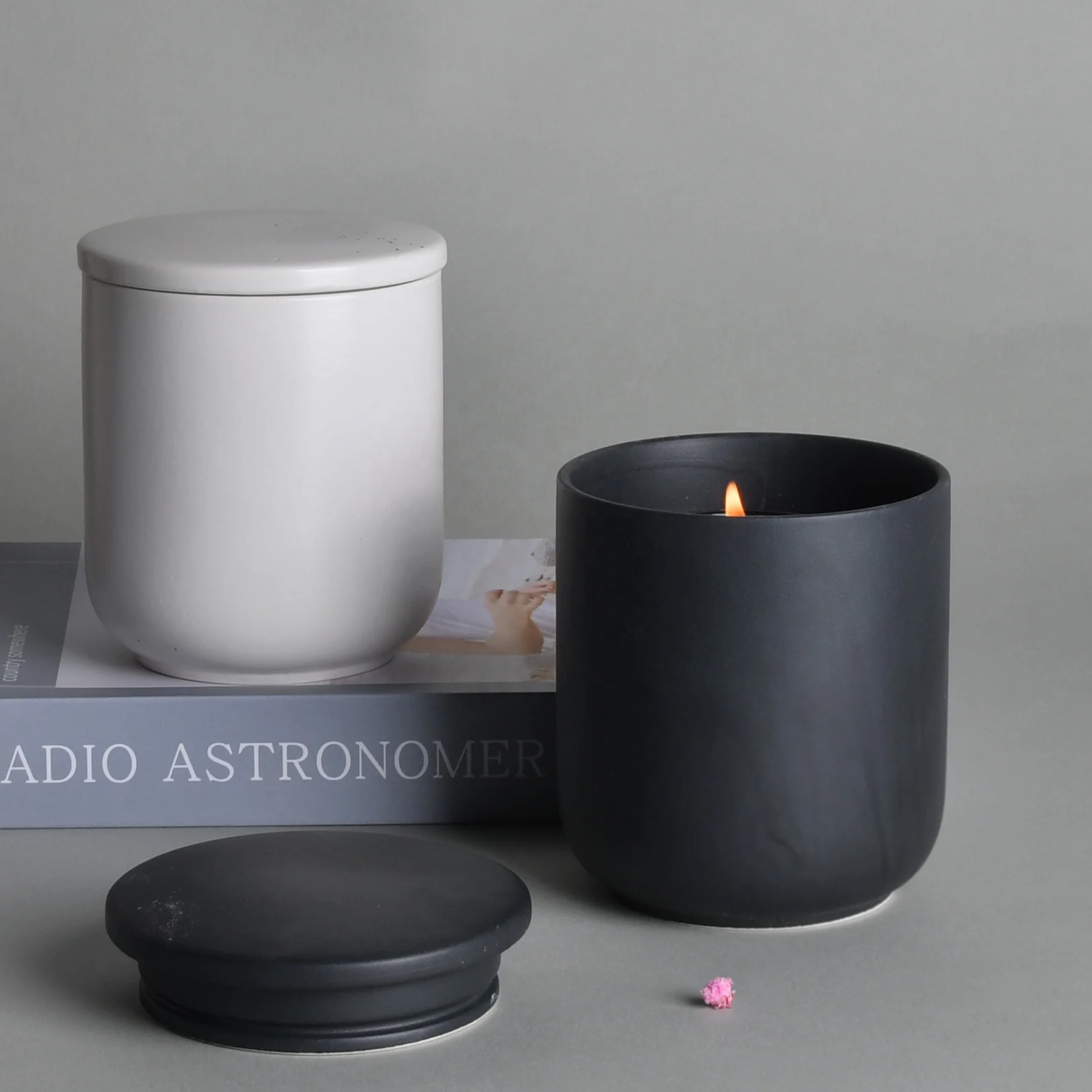 Vessel Empty Candle Container Stoneware Matte Handmade Cylinder Home ...