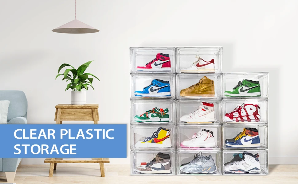 Wholesale Transparent Plastic Sneaker Stackable Shoe Storage Boxes Drop ...