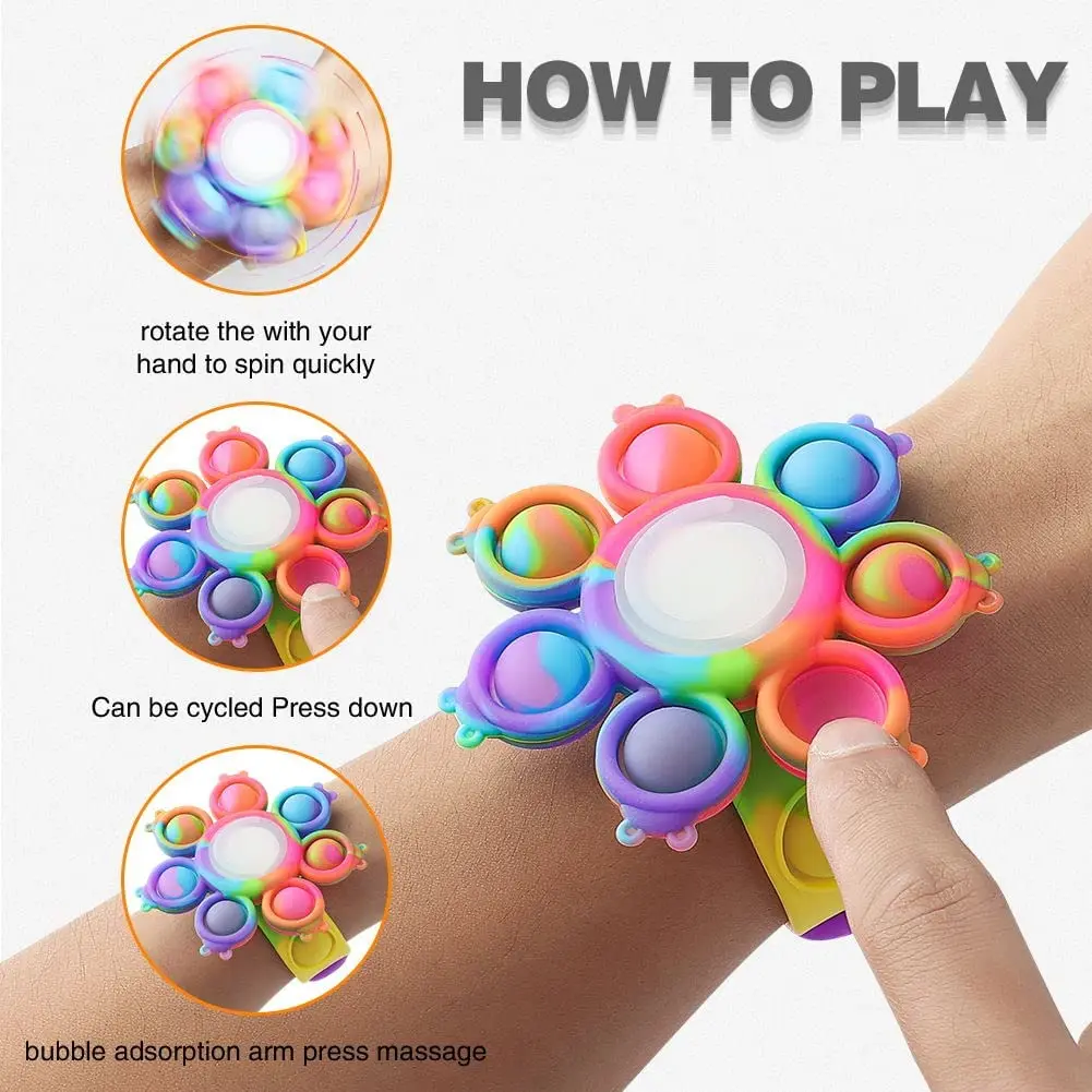 Wholesale Pop Bubble Sensory Fidget Rotating Bracelets Led Finger ...