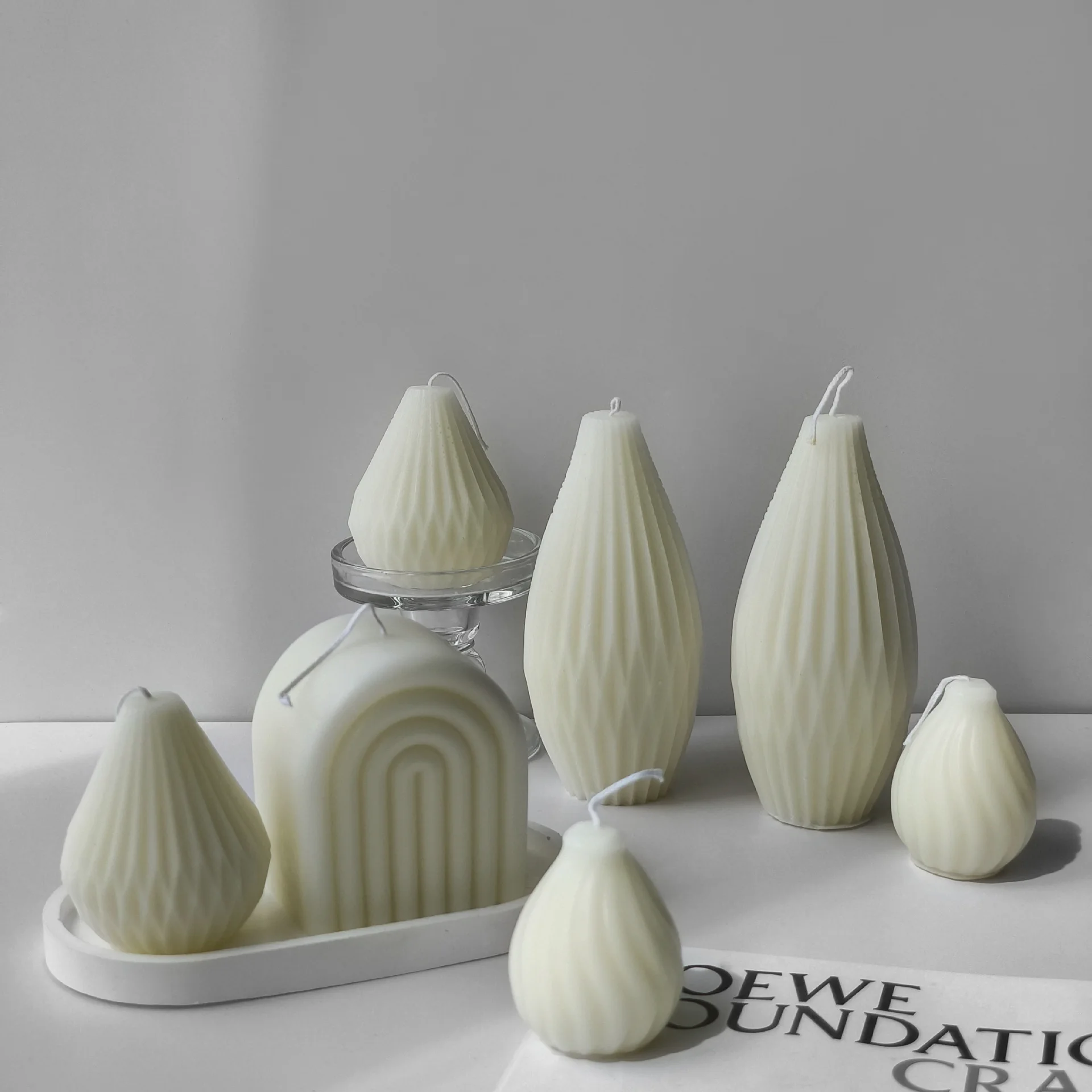 Geometry Diamond Sphere Line Pear Shaped Candle Making Silicone Moulds ...