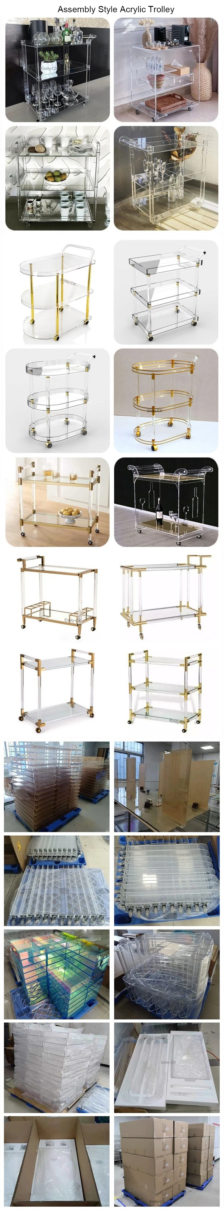 Luxury Assembly 3 Tier Lucite Rolling Cart - Acrylic Bar Carts for ...