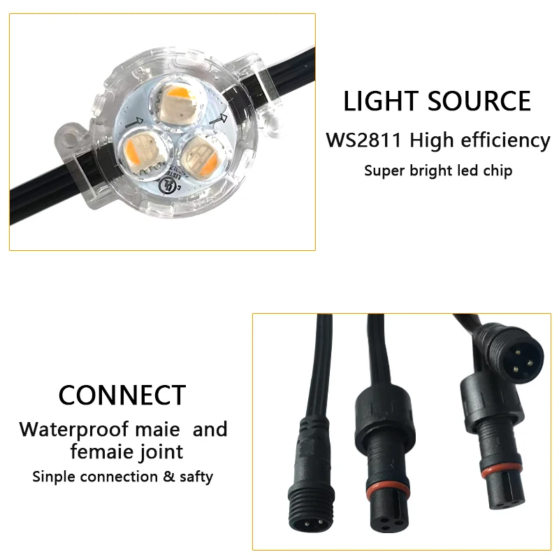 Gemstone Permanent LED Christmas Light Outdoor UCS2904 Point Light