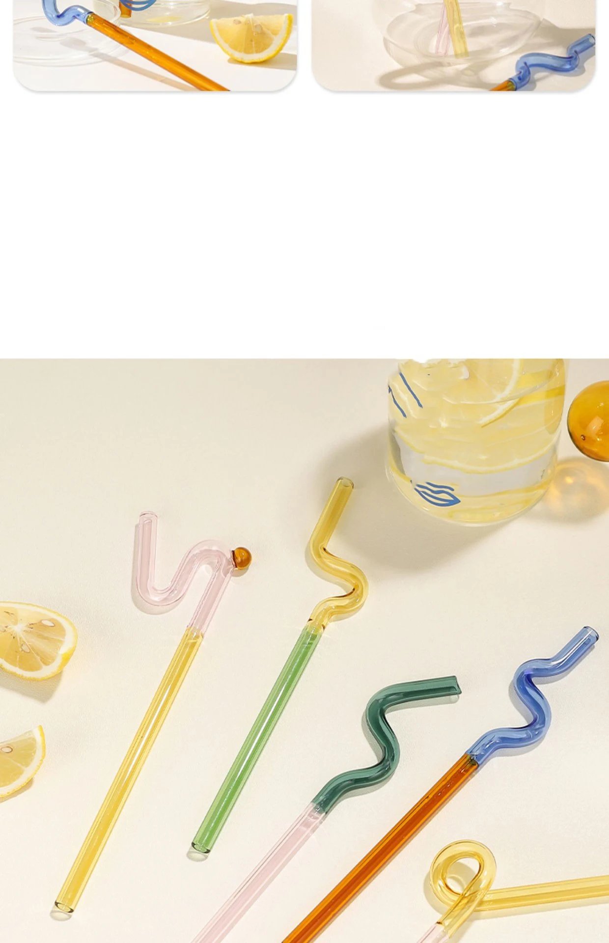 Reusable Cocktail Stirrers Glass Wavy Straw Twist Curly Glass Straws ...