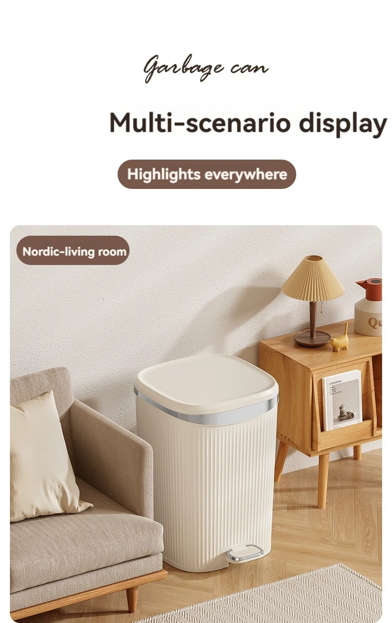 Foot Operated Trash Can for Home Use Flip Top Paper Basket Bedroom ...