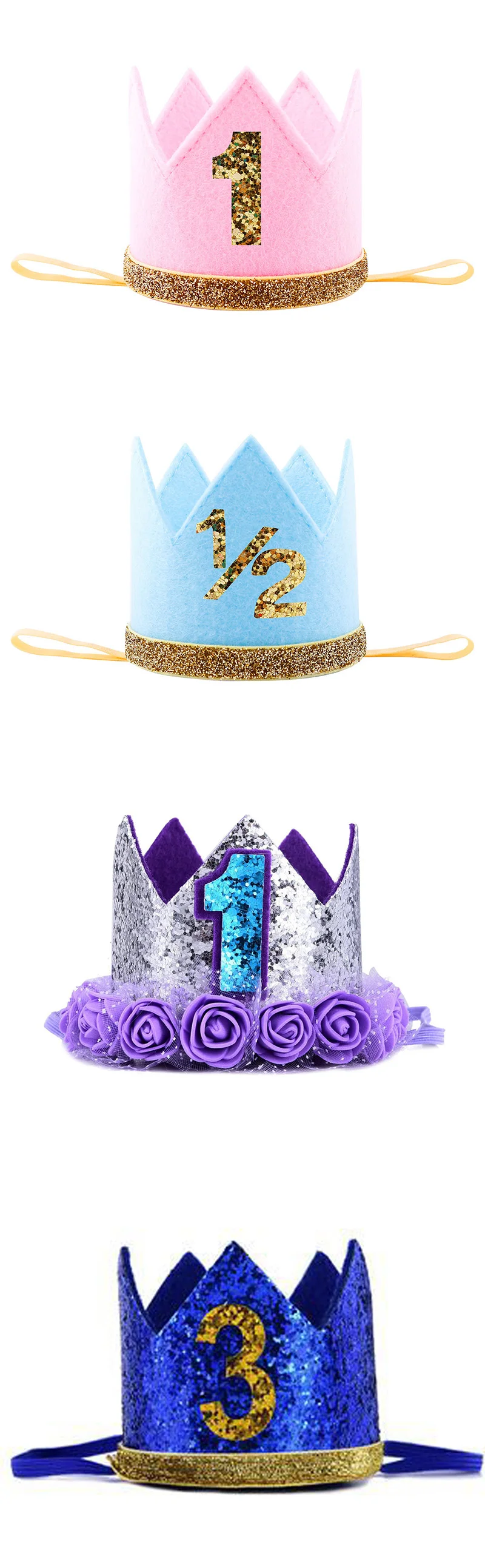 Luxury Birthday Hat Crown Decorative Hat Head Band Baby Party ...