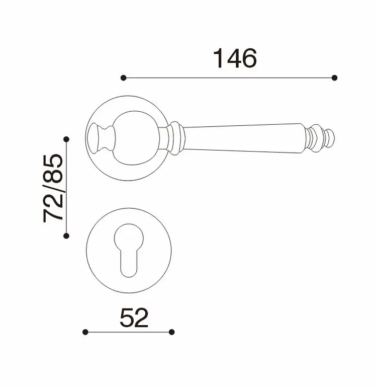Brass Door Handle Privacy Lock Set - European Retro Style