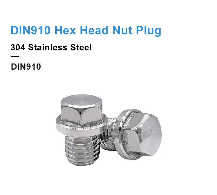 304 Stainless Steel Din910 Hex Nut Plug Oil Plug Hex Head Plug G1/8 G1/4 G3/8 G1/2 G3/4 G1 G1-1/ ...