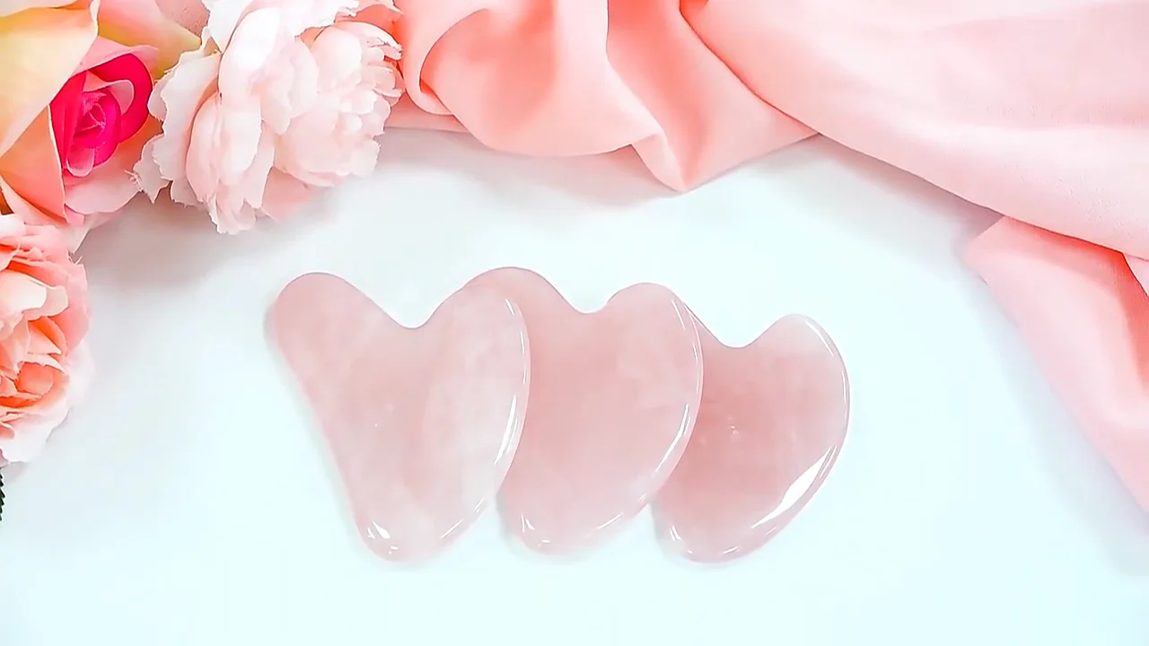 Natural Mini Rose Quartz Gua Sha Stone Wholesale Custom Logo Heart ...