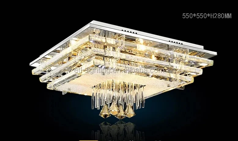 Luxury Hotel Lobby Living Room Rectangular Led Crystal Chandelier ...
