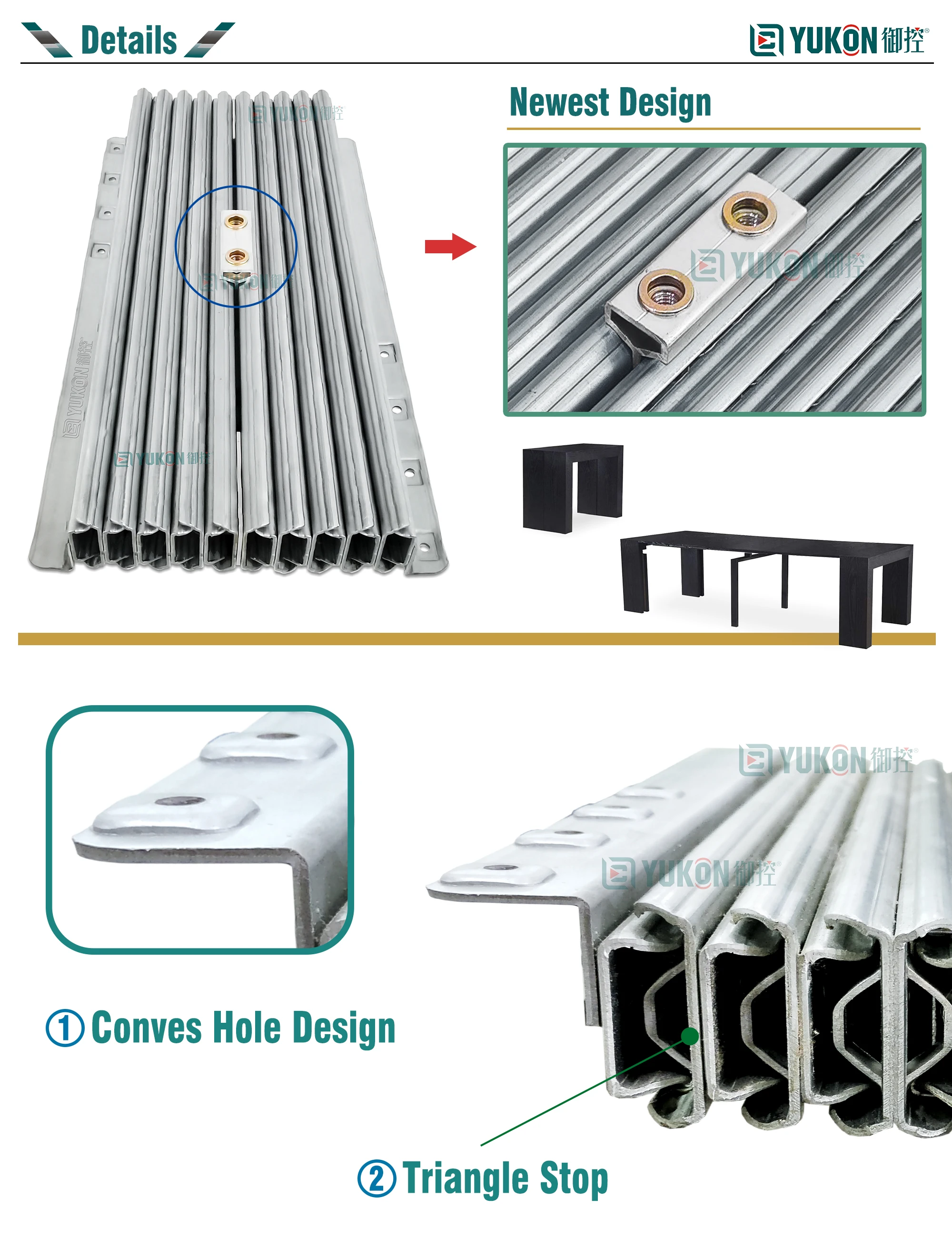 Iron Aluminium Telescoping Mechanism for Extendable Tables