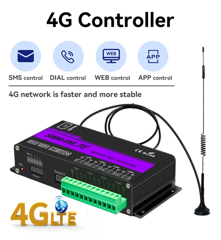 SM4-WLTE EU US UK AU 4G 4Channel Wireless GSM SMS Remote ON/OFF Switch ...