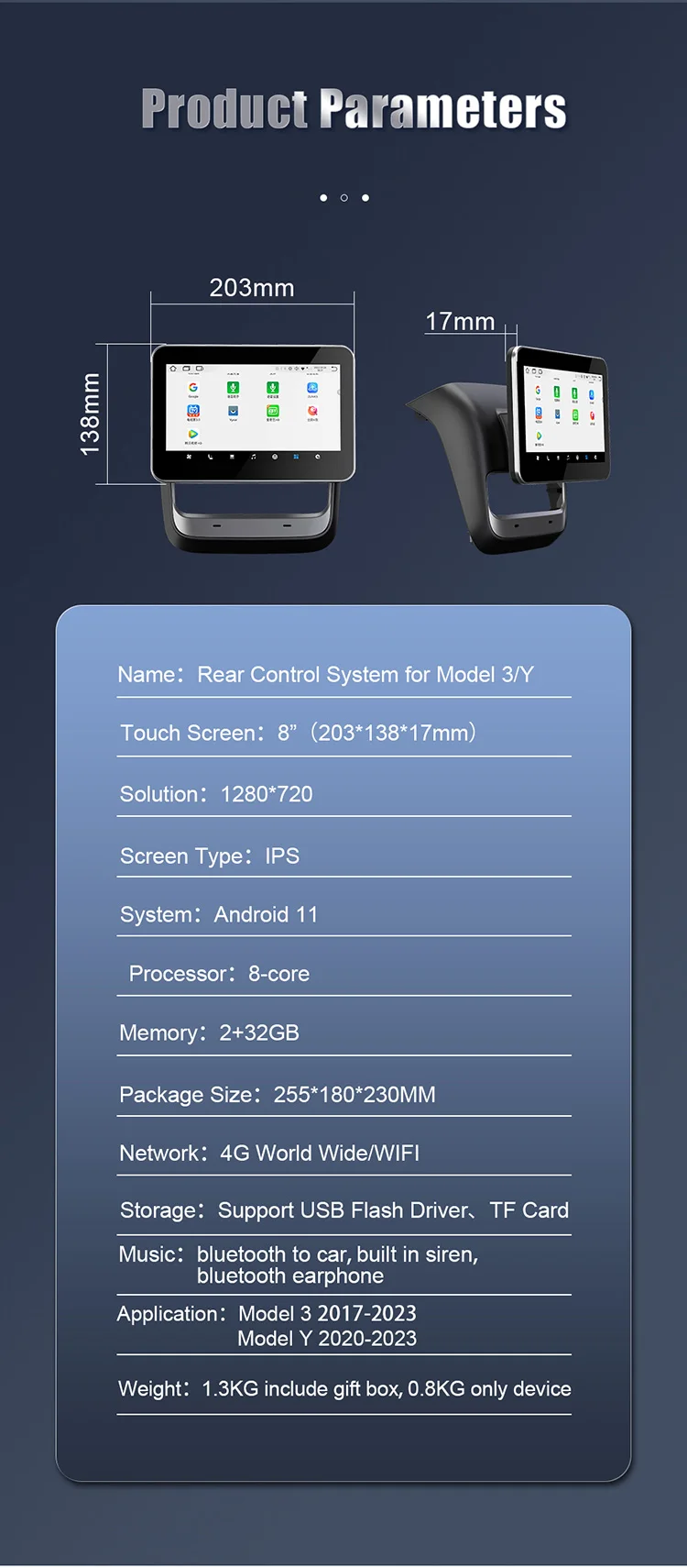 4g Worldwide 8'' Ips Full View Rear Display Touch Screen Air ...