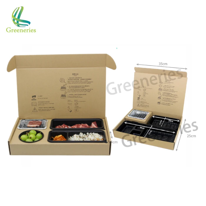BBQ Bento Paper Yaki Grill Barbecue Box Disposable Take Away With In A ...
