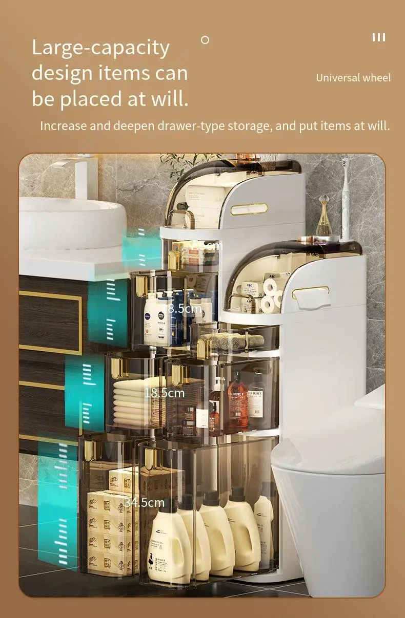 Rmier Plastic Bathroom Crevice Storage Cabinet Household Drawer Style ...