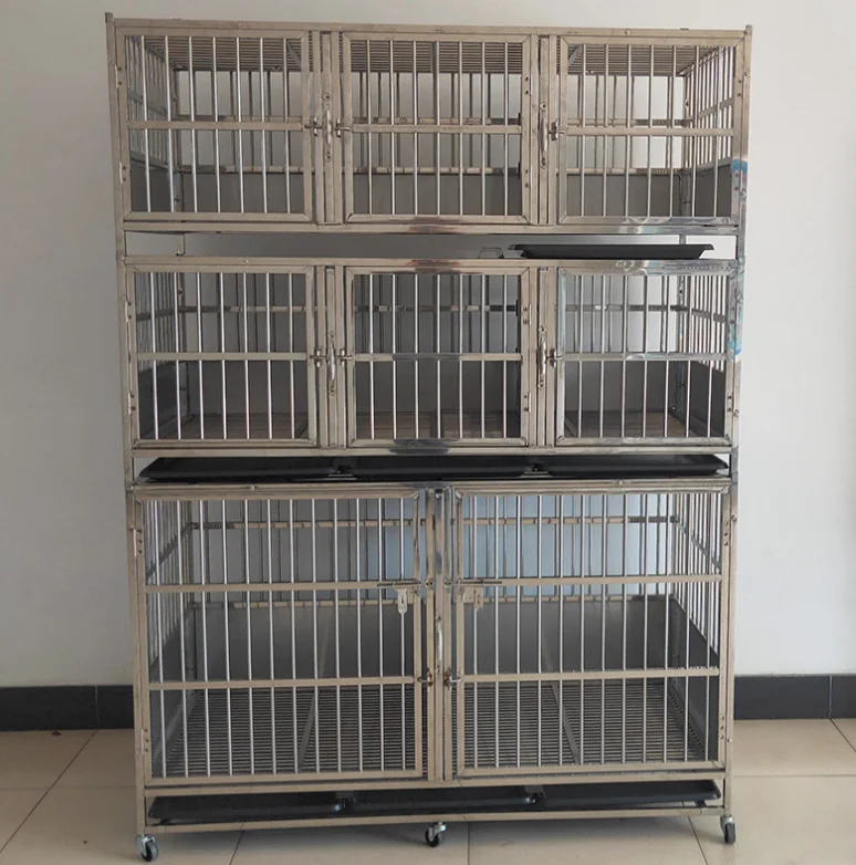 Custom Modular Dog Kennel Large 304 Stainless Steel Three Floors And ...