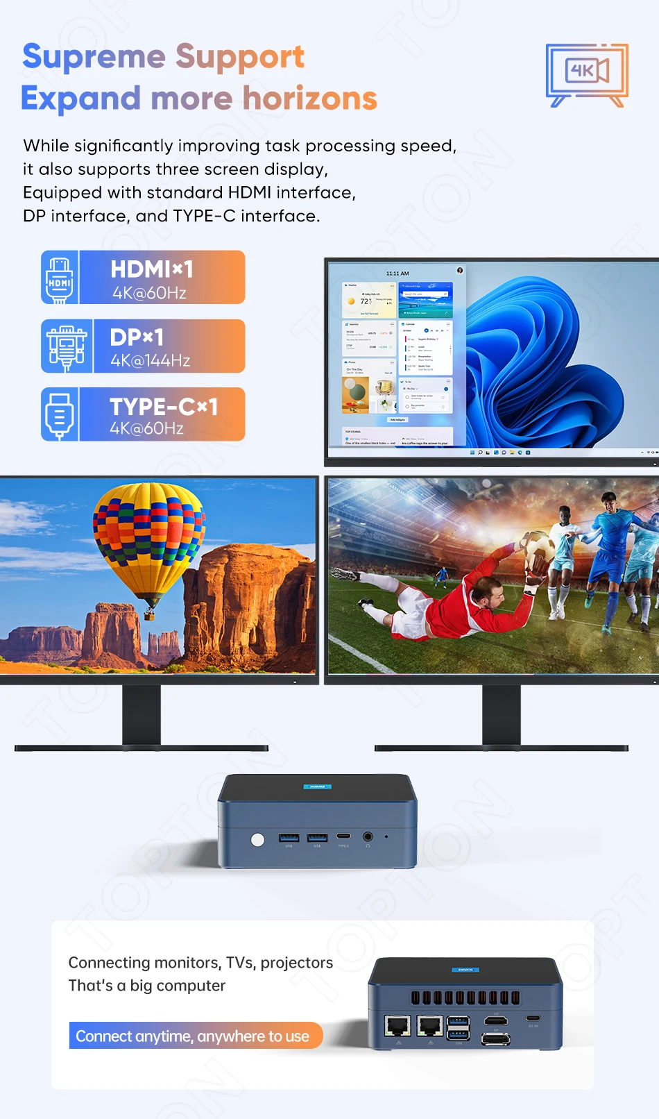 New Topton Mini Pc 12th Gen Intel I3 N305 N300 N200 Ddr5 Pcie3.0x4 ...