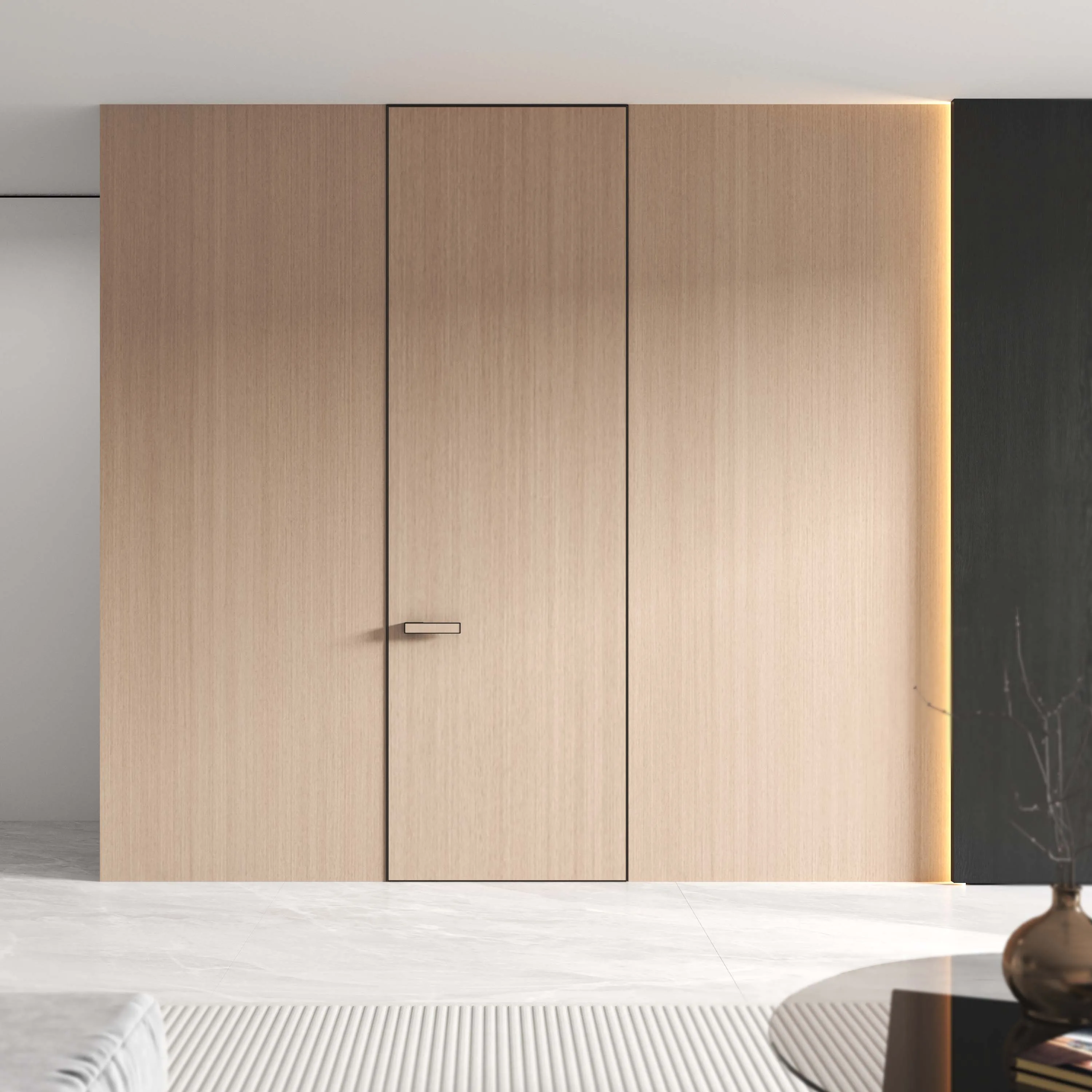 Modern Aluminum Wooden Flush Frameless Interior Bedroom Door Invisible ...