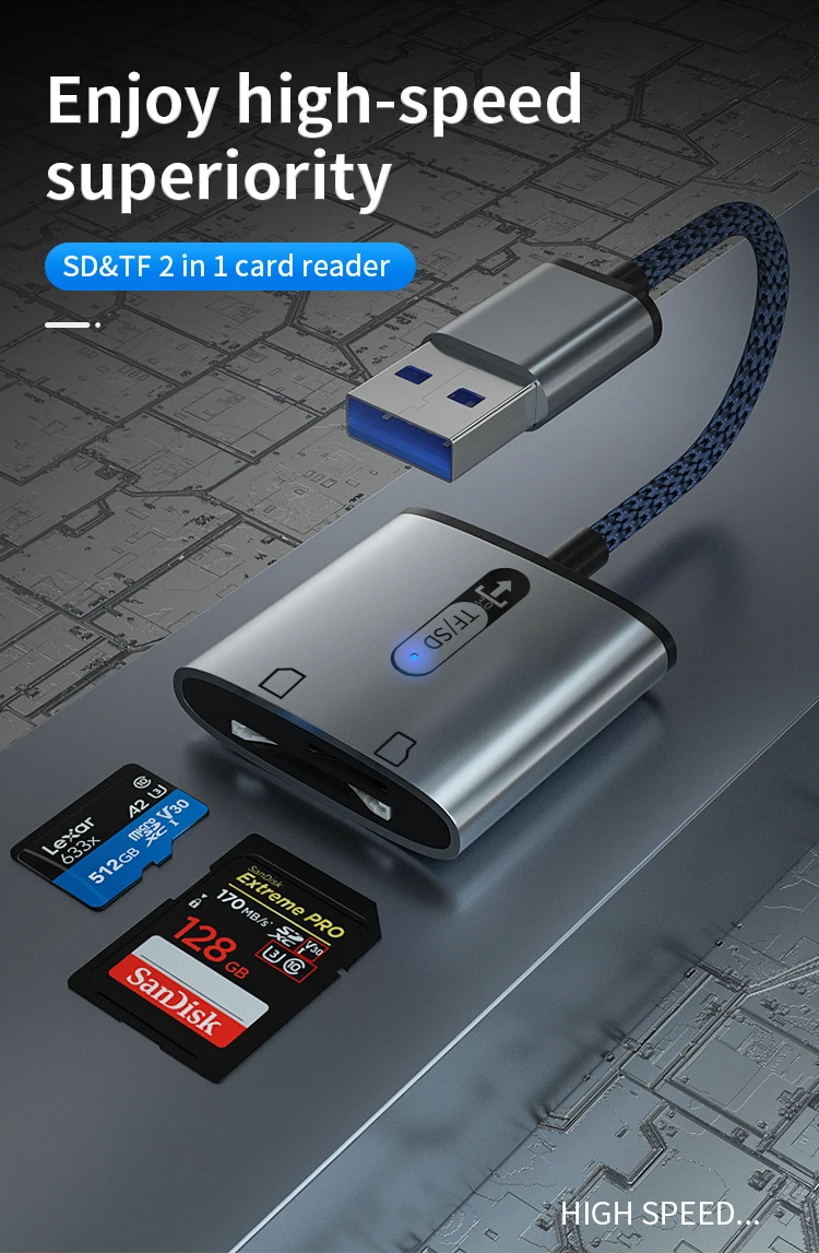 Hot Selling Otg Card Reader Usb 3.0 Multi-function Card Reader Tf/sd 2-in-1 Dual Port Card ...
