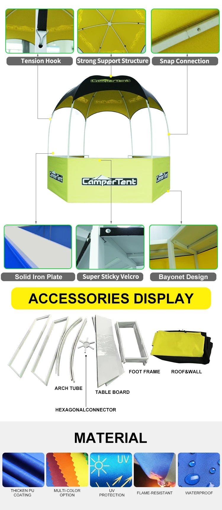 Promotion Booth Tent - Outdoor Display Hexagonal Type Kiosk Dome Tent