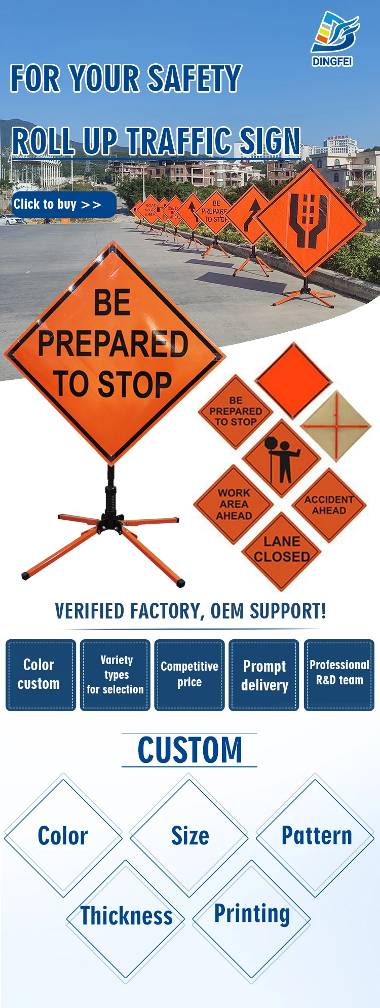 Reflective Road Work Ahead Workzone Safety Reflective Street Road ...