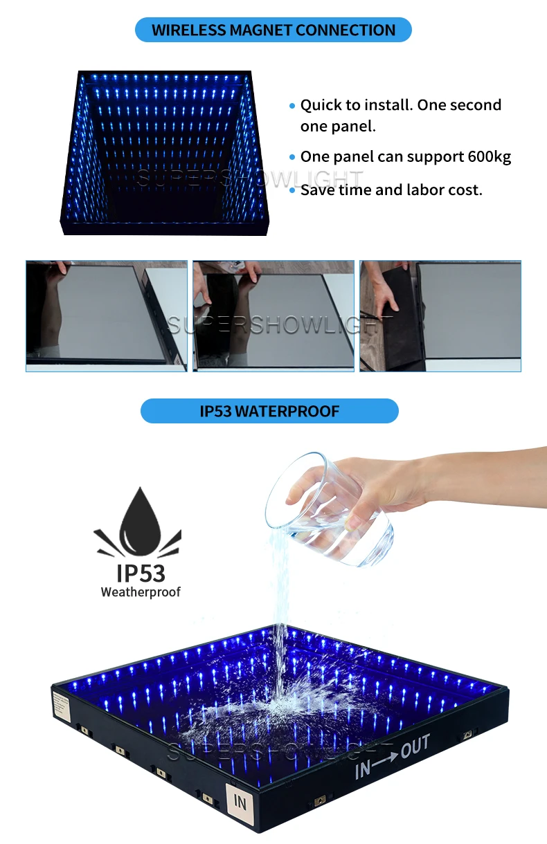 Supershow 3d Infinity Mirror Led Dance Floor Tiles Glass Panel Dmx ...