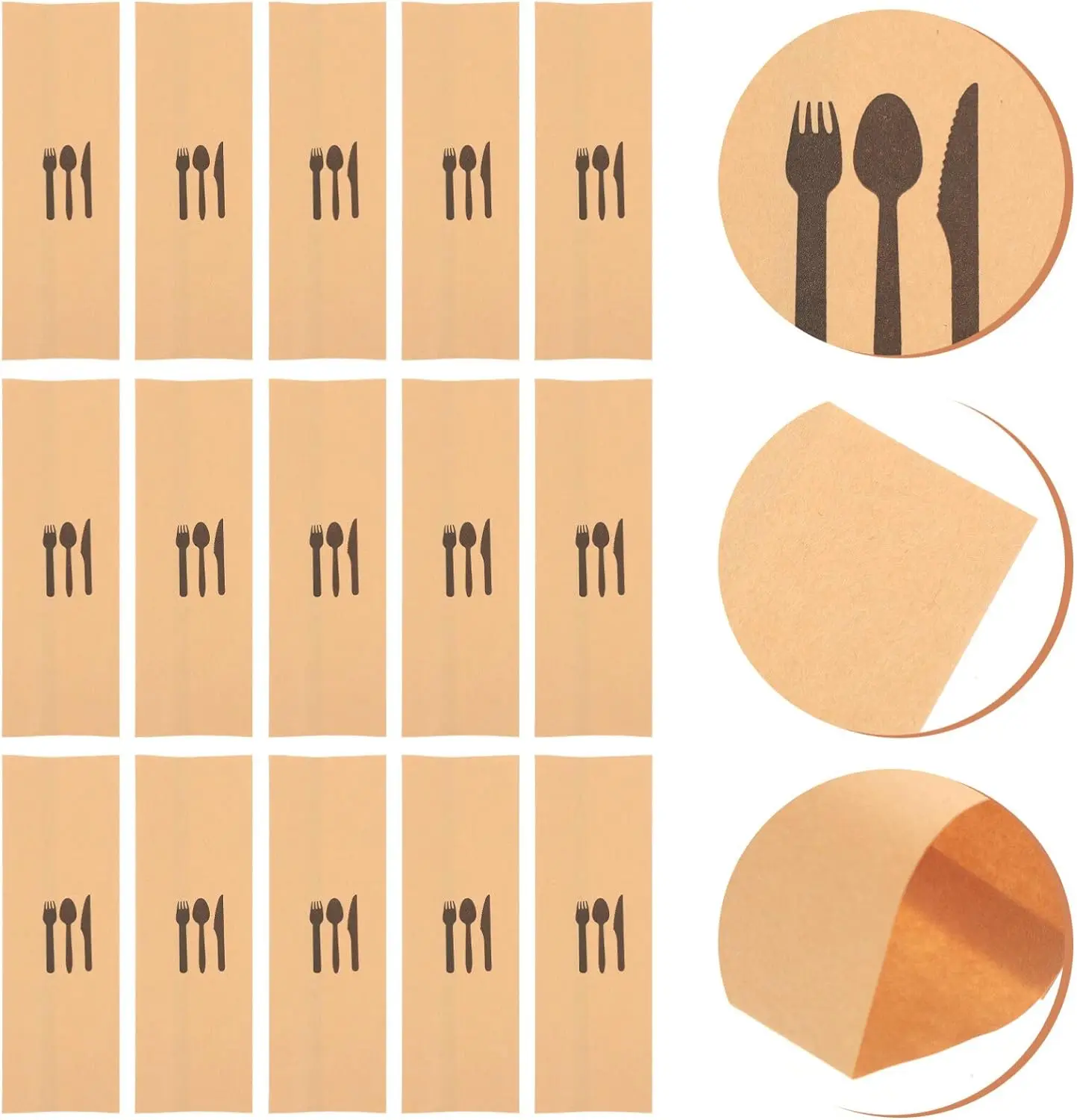 Recyclable Paper Silverware Bag Kraft Utensils Sleeves Flatware Bags ...