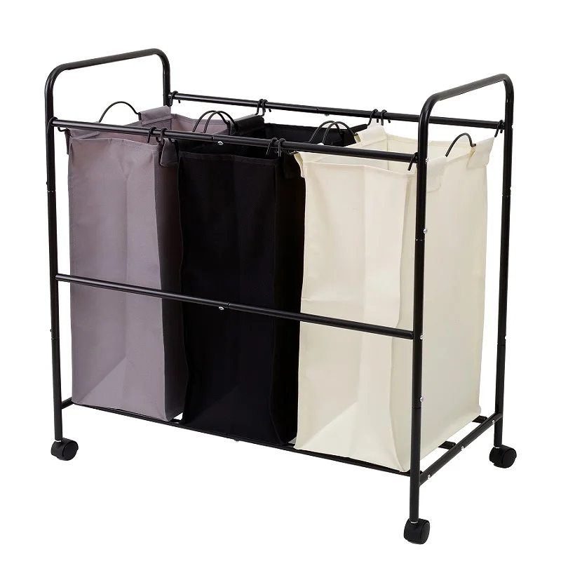Heavy Duty Metal Clothes Storage Trolley Dirty Collapsible Laundry ...