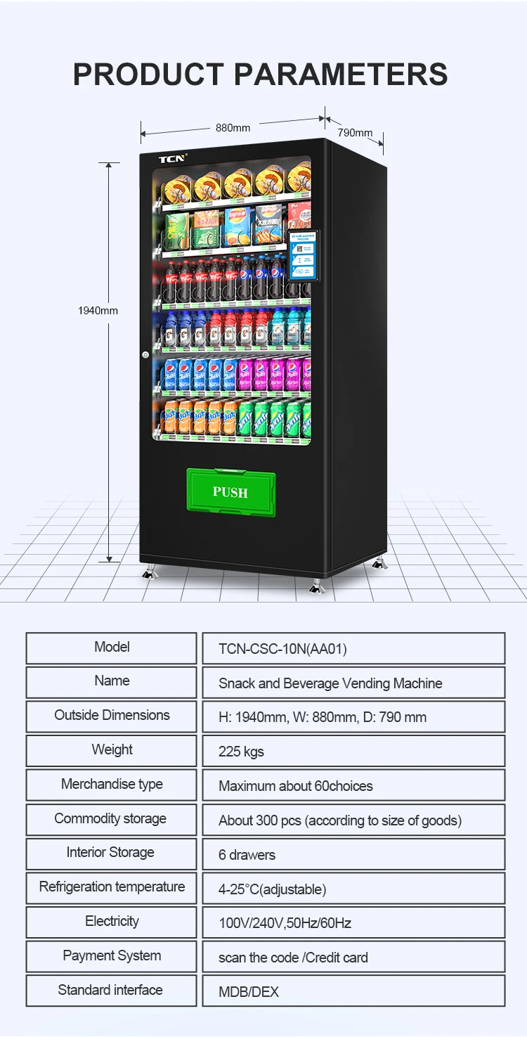 TCN Snack & Drink Vending Machine with Cashless Payment - OEM