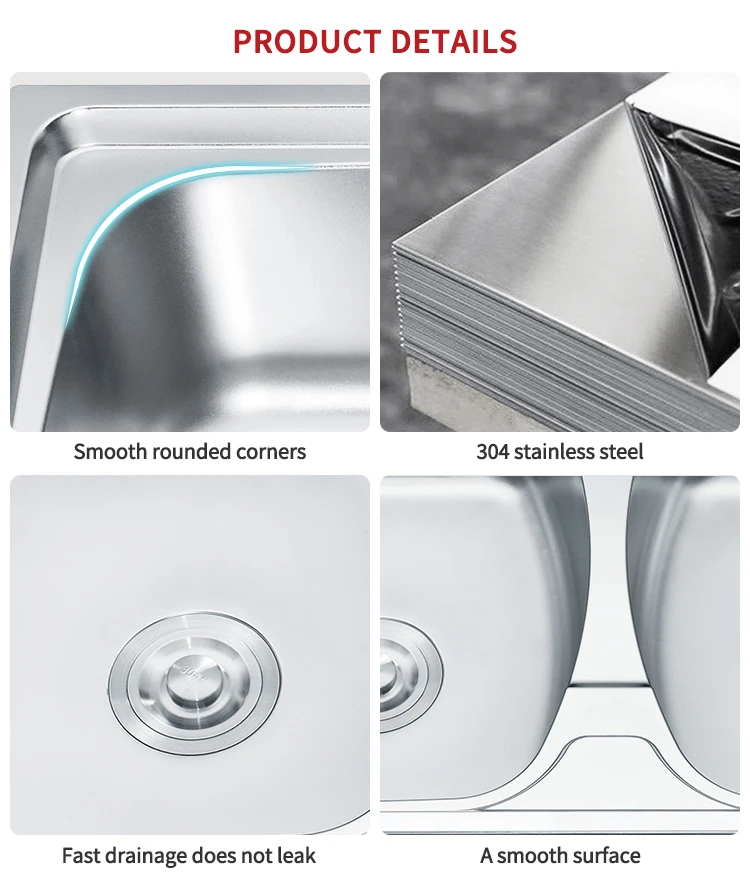 304 Stainless Steel Kitchen Sink Double Bowl Kitchen Sink Undermount ...