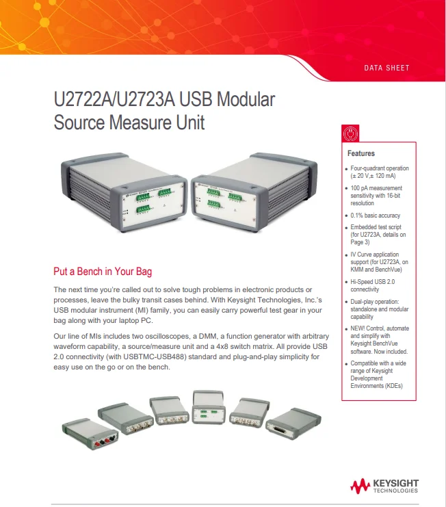 Keysight U2722a 4 Quadrants Usb Modular Source Measure Unit 3-channels ...