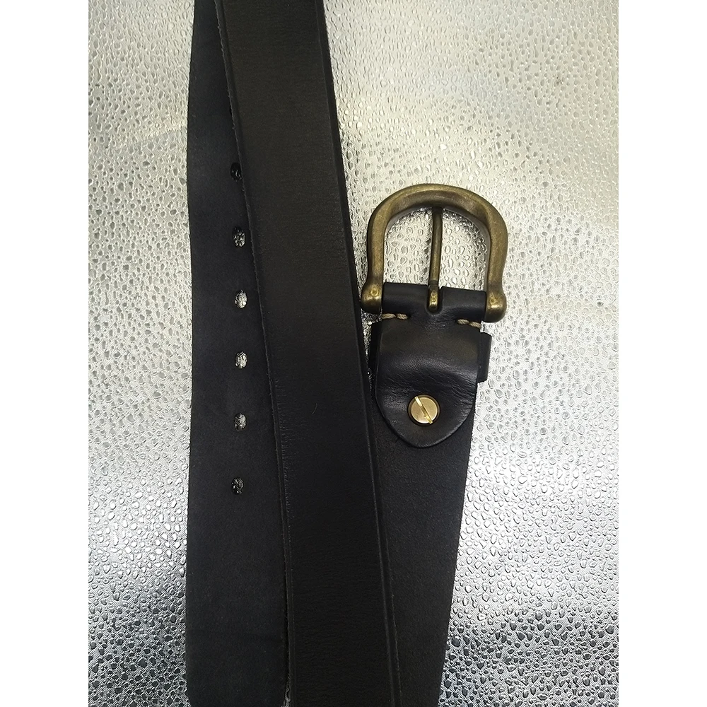 Copper Circular Buckle Circular Hole Full Grain Leather Vintage Belt ...